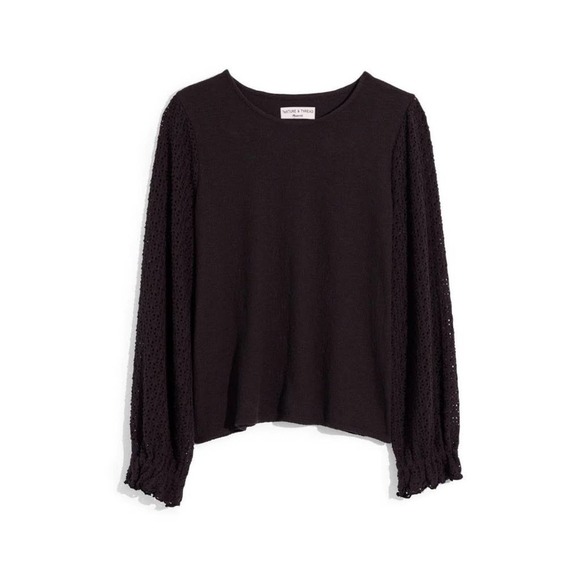 Madewell | Tops | Madewell Texture Thread Eyelet Mix Rufflesleeve Top ...
